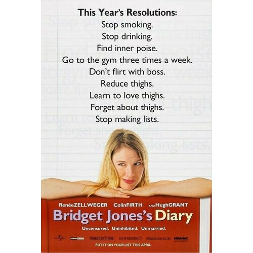 Плакат, постер на бумаге Дневник Бриджет Джонс (Bridget Jones s Diary), Шэрон Магуайр. Размер 21 х 30 см