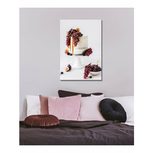 Картина на холсте с подрамником Торт со свежими ягодами 1 60х80