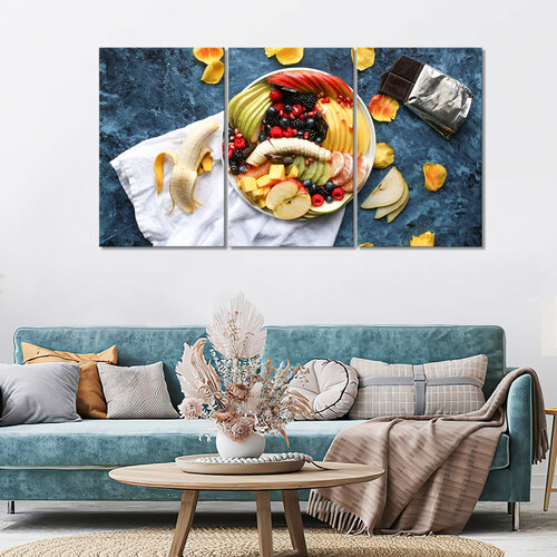 Модульная картина на холсте/Fruit breakfast/Фруктовый завтрак 90х50