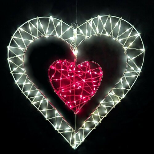Фигура "Сердце" на каркасе, 150 минисветодиодов, 40х40 см, 8 режимов, теплый белый/красный