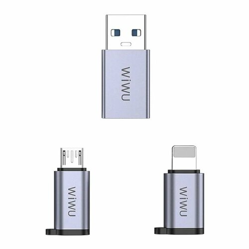 Переходник WiWU Wi-C031 Concise, набор из 3 переходников, USB-C to Micro, USB-A, Lightning