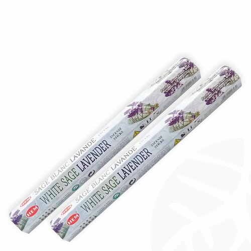 Палочки ароматические благовония HEM ХЕМ Белый шалфей Лаванда White Sage Lavender, 2 упаковки, 40 шт