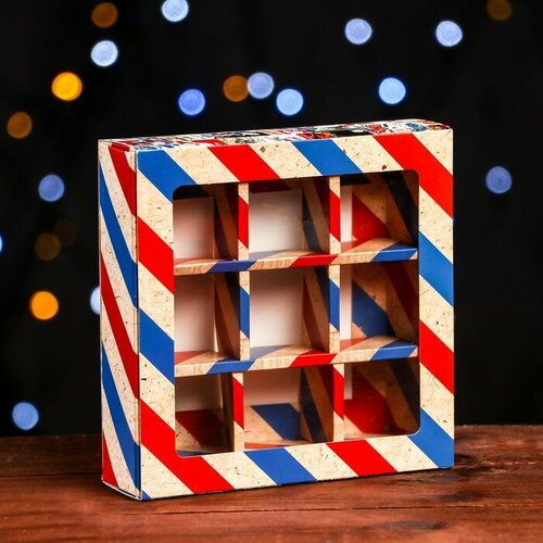 Коробка складная под 9 конфет, «Новогодняя почта», 13,7 х 13,7 х 3,5 см