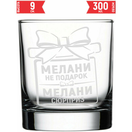 Стакан стеклянный Мелани не подарок Мелани сюрприз - 300 мл.