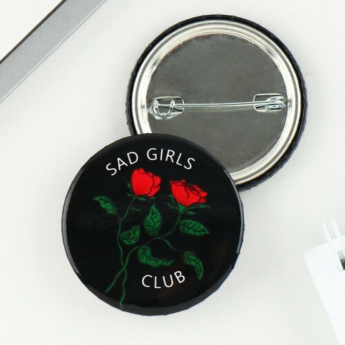 Значок закатной Sad girl club, d - 3,8 см 10 шт
