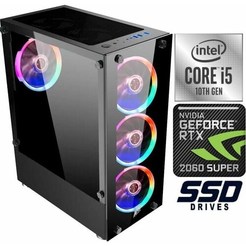 Компьютер для Игр: Intel Core i5-10400F (12МБ кэш, до 4,30ГГц), Память: 8Гб DDR4, SSD: 1000Гб, Видеокарта: GeForce RTX 2060 SUPER 8Gb, Win 10 pro, WiFi