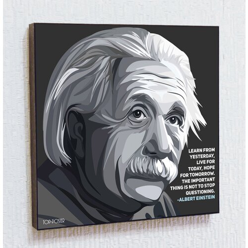 Картина постер Альберт Эйнштейн в стиле ПОП-АРТ в рамке с креплением / Портрет / Ученый / Top Poster 50х50 см
