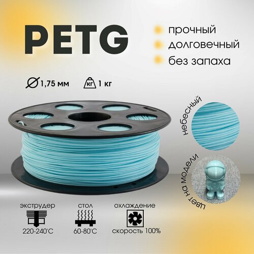 PETG пруток BestFilament 1.75 мм, 1 кг, 1.4 л, небесный, 1.75 мм