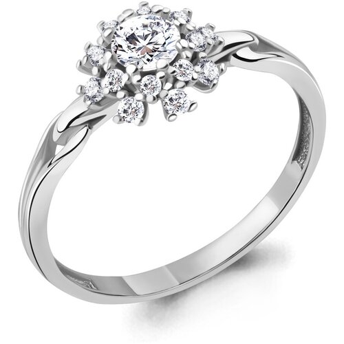 Кольцо Diamant online, белое золото, 585 проба, фианит, размер 18.5