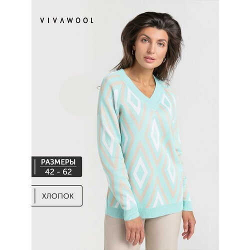 Пуловер VIVAWOOL, размер 52, зеленый