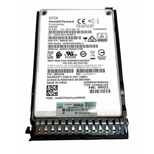 Жесткий диск HP 873365-B21 1,6Tb SAS 2,5" SSD