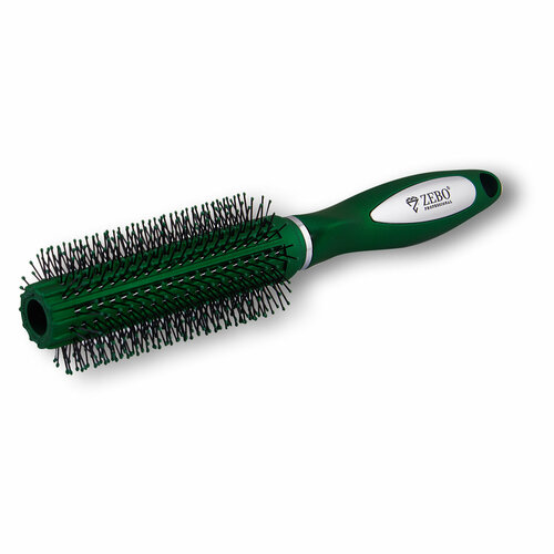 ZEBO/Расчёска круглая брашинг для укладки феном и объема волос, зеленая.