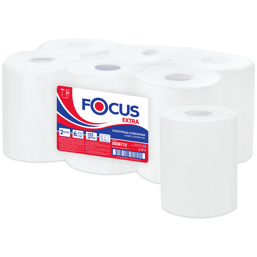 Полотенца бумажные Focus Jumbo Centerpull белые двухслойные 5036772 6 рул., белый