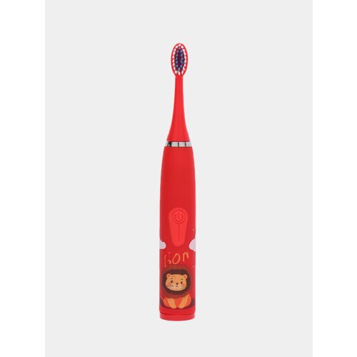 Электрическая зубная щетка, детская, 5 насадок, USB-провод, красная