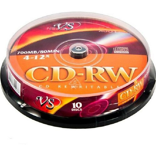 CD-RW Носители информации CD-RW, 4x-12x, VS, Cake/10, VSCDRWCB1001