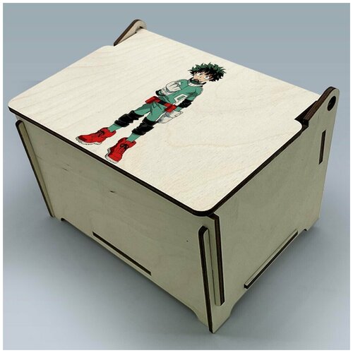 Подарочная коробка шкатулка с крышкой на петлях УФ рисунок размер 16,5x12,5 см аниме моя геройская академия - 285