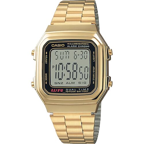 Наручные часы CASIO Vintage Японские наручные часы Casio Vintage A-178WGA-1A, черный, золотой