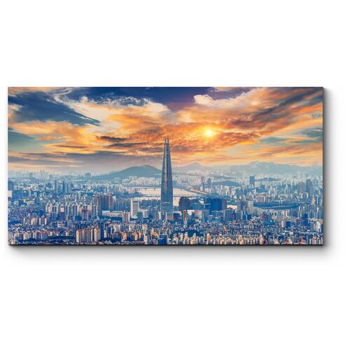 Модульная картина Величественный Сеул в лучах солнца 150x75