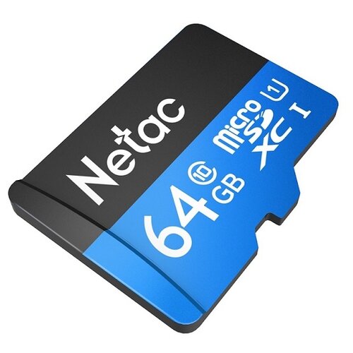 Карта памяти Netac microSD 64 ГБ Class 10, UHS-I, R 80 МБ/с, адаптер на SD, 1 шт., черный