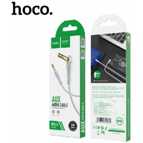 Аудио кабель угловой AUX Hoco UPA14 3.5 мм на 3.5 мм 2 метра, серый