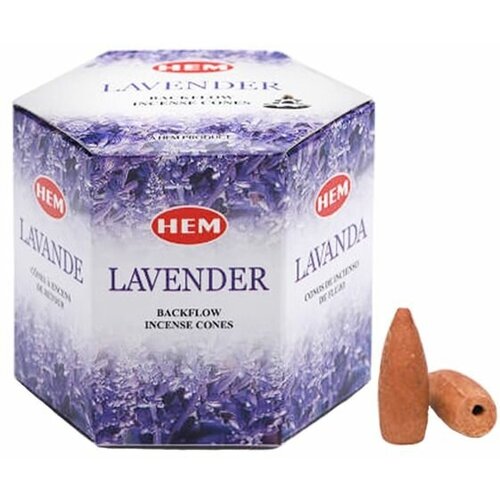 LAVENDER Backflow Incense Cones, Hem (лаванда благовония пуля стелющийся дым, Хем), уп. 40 конусов.