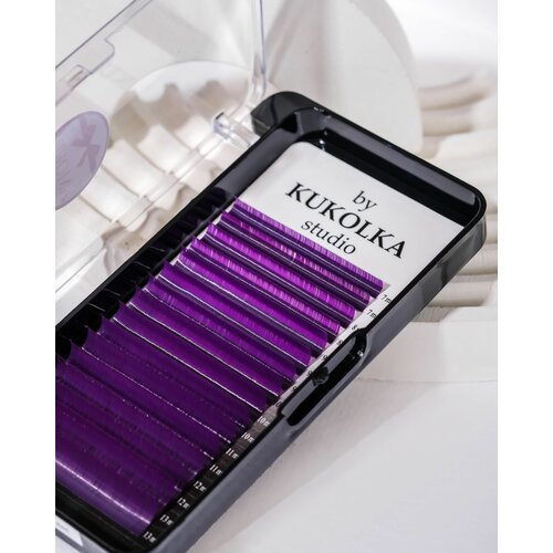 Kukolka Amore Ресницы для наращивания MIX цветные Purple D 0.07 7-13мм,