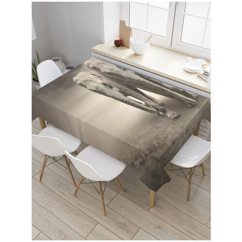 Скатерть прямоугольная JoyArty на кухонный стол "Приближаются слоны" из оксфорда, 120x145 см