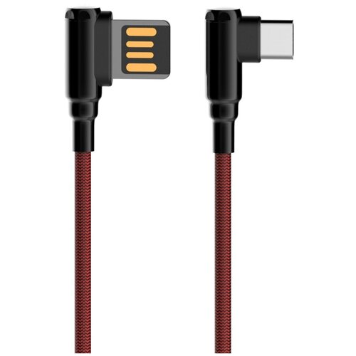 USB кабель LDNIO LS421 Type-C, длина 1м, максимальный ток 2.4А, угловой коннектор, нейлоновая оплетка, красный