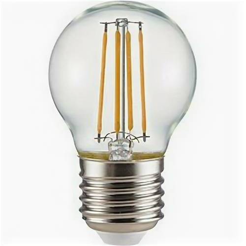 Светодиодная LED лампа Ecola шар G45 E27 6W 4000K 4K празрачная 68x45 филамент (нитевидная), 360° Premium N7PV60ELC (упаковка 18 штук)