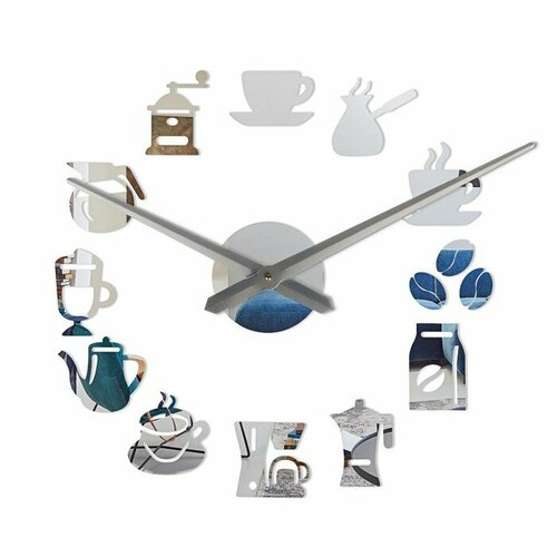 MARU Часы-наклейка, серия: DIY, "Время кофе", d-120 см, мин. стрелка 39 см, ч. стрелка 31.5 см