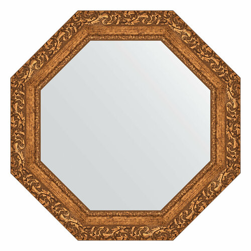 Зеркало настенное Octagon EVOFORM в багетной раме виньетка бронзовая, 65,4х65,4 см, для гостиной, прихожей, спальни и ванной комнаты, BY 3773