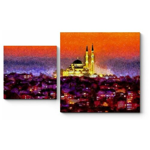 Модульная картина Сияющий Стамбул ночью 130x78