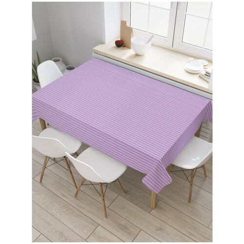 Скатерть прямоугольная JoyArty на кухонный стол "Широкие полосы цвета фиалки" из оксфорда, 180x145 см