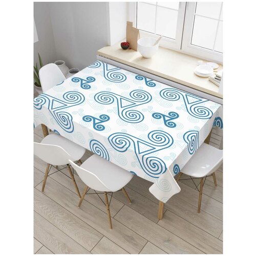 Скатерть прямоугольная JoyArty на кухонный стол "Спиральные узоры" из оксфорда, 120x145 см