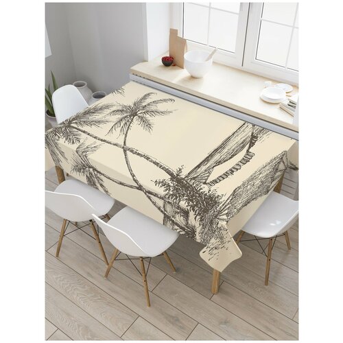 Скатерть прямоугольная JoyArty на кухонный стол "Гамак под пальмами" из оксфорда, 180x145 см