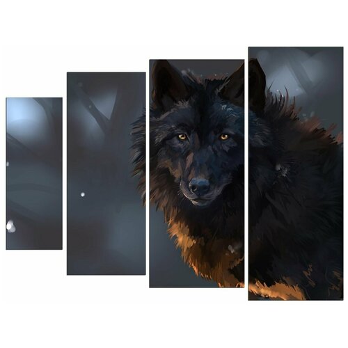 Модульная картина на Холсте - "Волк - арт", размер 120х80 см