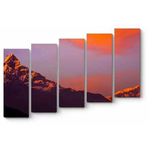 Модульная картина Оранжевый закат над гималайскими горами 130x91