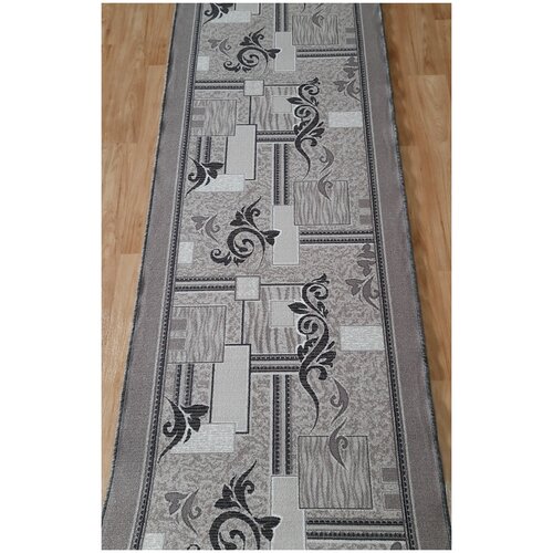 Ковровая дорожка на войлоке, Витебские ковры, с печатным рисунком, 1530, серая, 0.9*5 м