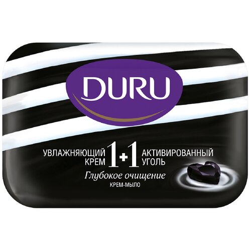 DURU Крем-мыло кусковое 1+1 Активированный уголь, 2 уп., 80 мл, 80 г