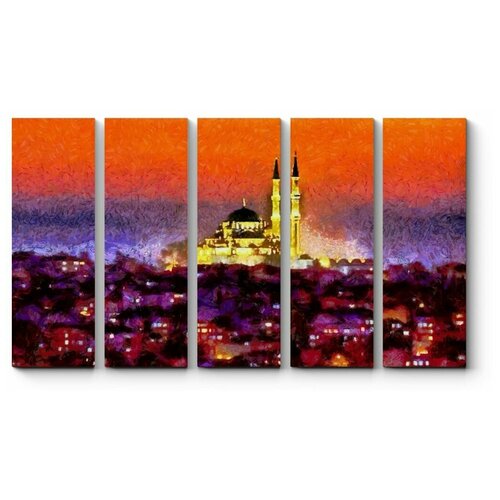 Модульная картина Сияющий Стамбул ночью 90x54