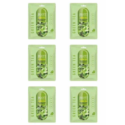 JIGOTT Ампульная маска с экстрактом зелёного чая GREN TEA REAL AMPOULE MASK 27ml, 6шт