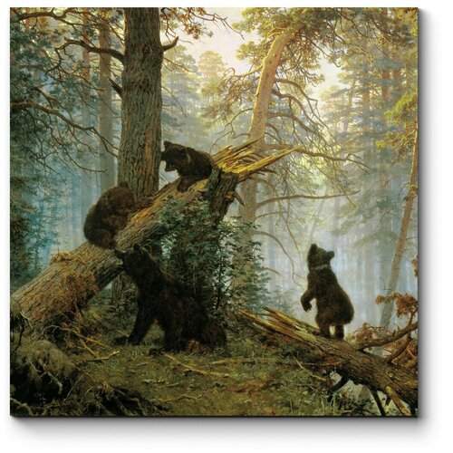 Модульная картина Утро в сосновом лесу, Иван Шишкин 130x130