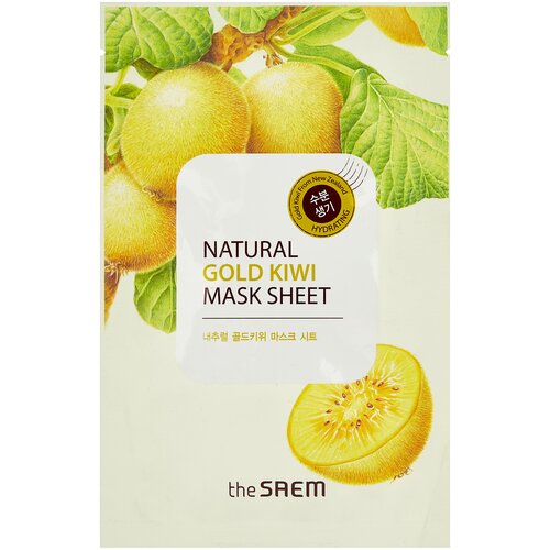 The Saem тканевая маска Natural Gold Kiwi с экстрактом золотого киви, 21 г, 21 мл