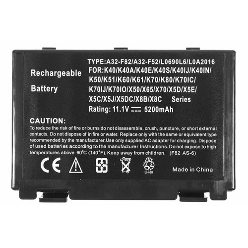 Аккумулятор A32-F82 для Asus K50C, K50IJ, K50IN, K50AB, K40IJ, K40IN, K40AB / 11,1V 5200mAh 56Wh