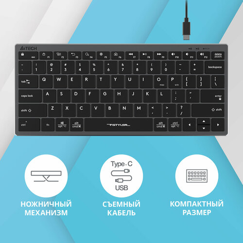 Клавиатура A4Tech Fstyler FX51 серый, интерфейс USB, slim-дизайн, Multimedia клавиши (FX51)
