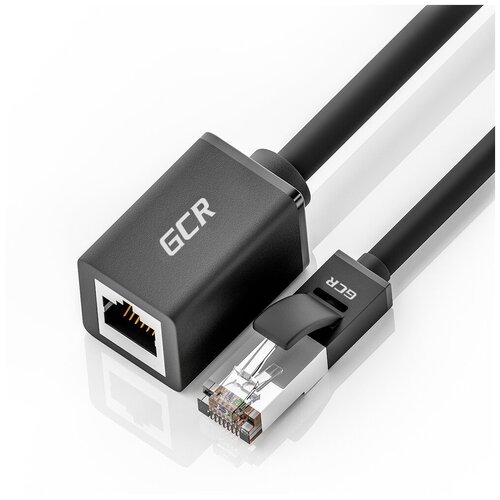 Удлинитель патч-корда FTP cat.6 10 Гбит/c RJ45M / RJ45F для подключения интернета (GCR-ELNC62), черный, 3.0м