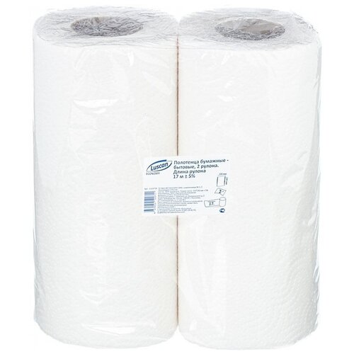 Полотенца бумажные Luscan Economy белые двухслойные 2 рул., белый 20 х 22 см