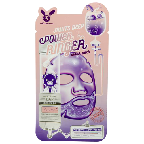 Elizavecca тканевая маска с фруктовыми экстрактами Fruits Deep Power Ringer Mask Pack, 23 г, 23 мл