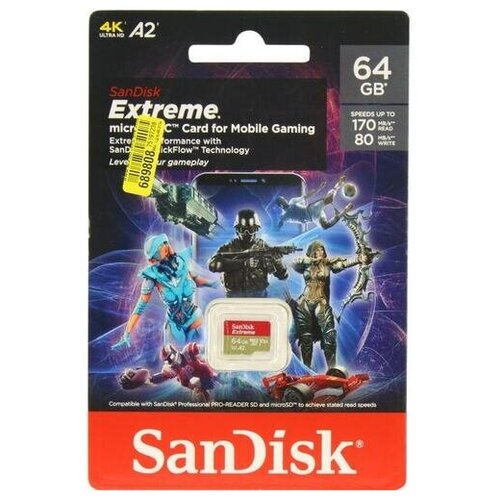 SD карта Sandisk Extreme SDSQXAH-064G-GN6GN