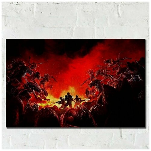 Картина интерьерная на рельефной доске, рисунок ОСП игра Aliens Fireteam Elite - 11354